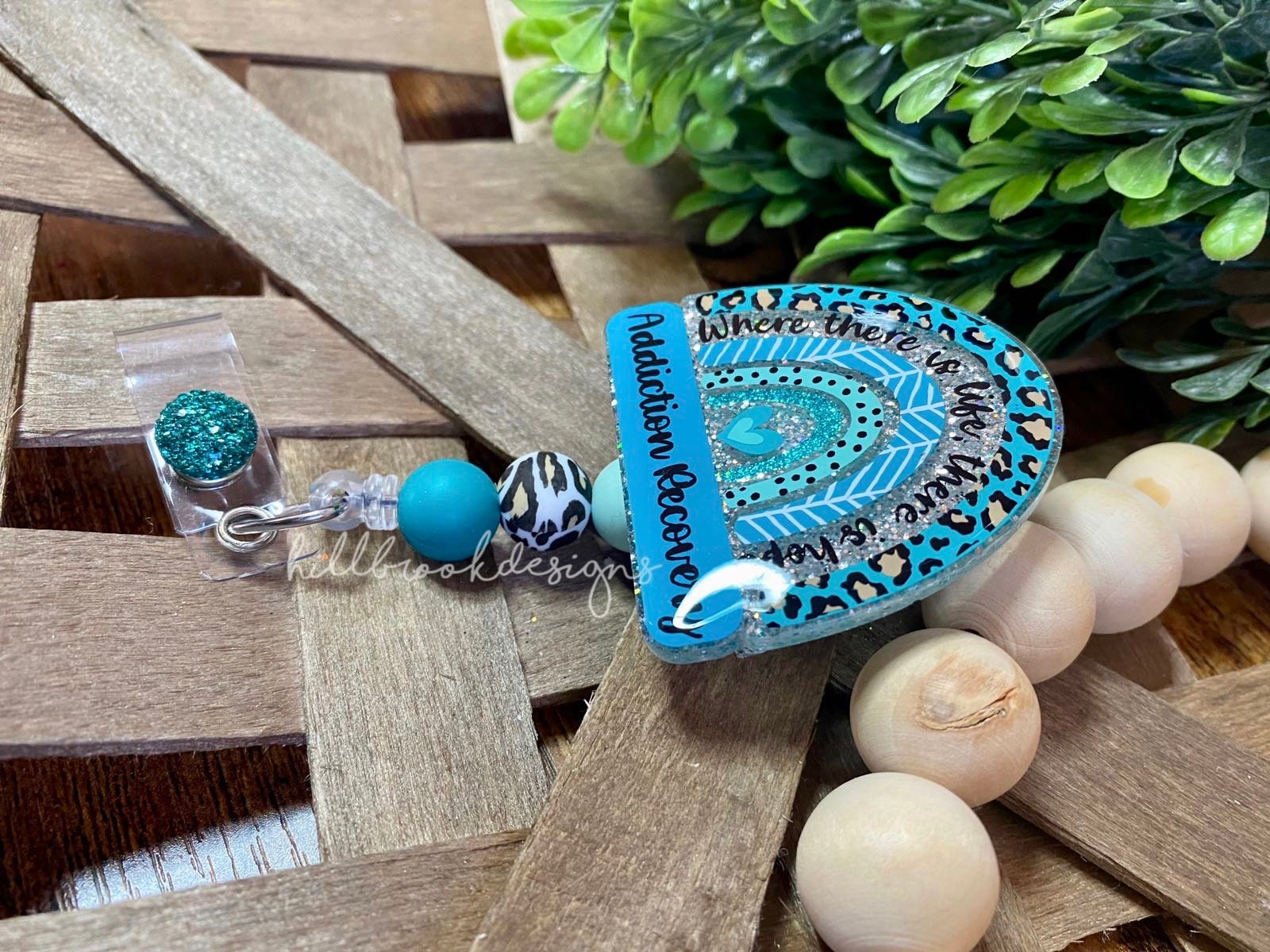 Addiction Recovery Rainbow Beaded Badge Reel Recovery Coach - Etsy