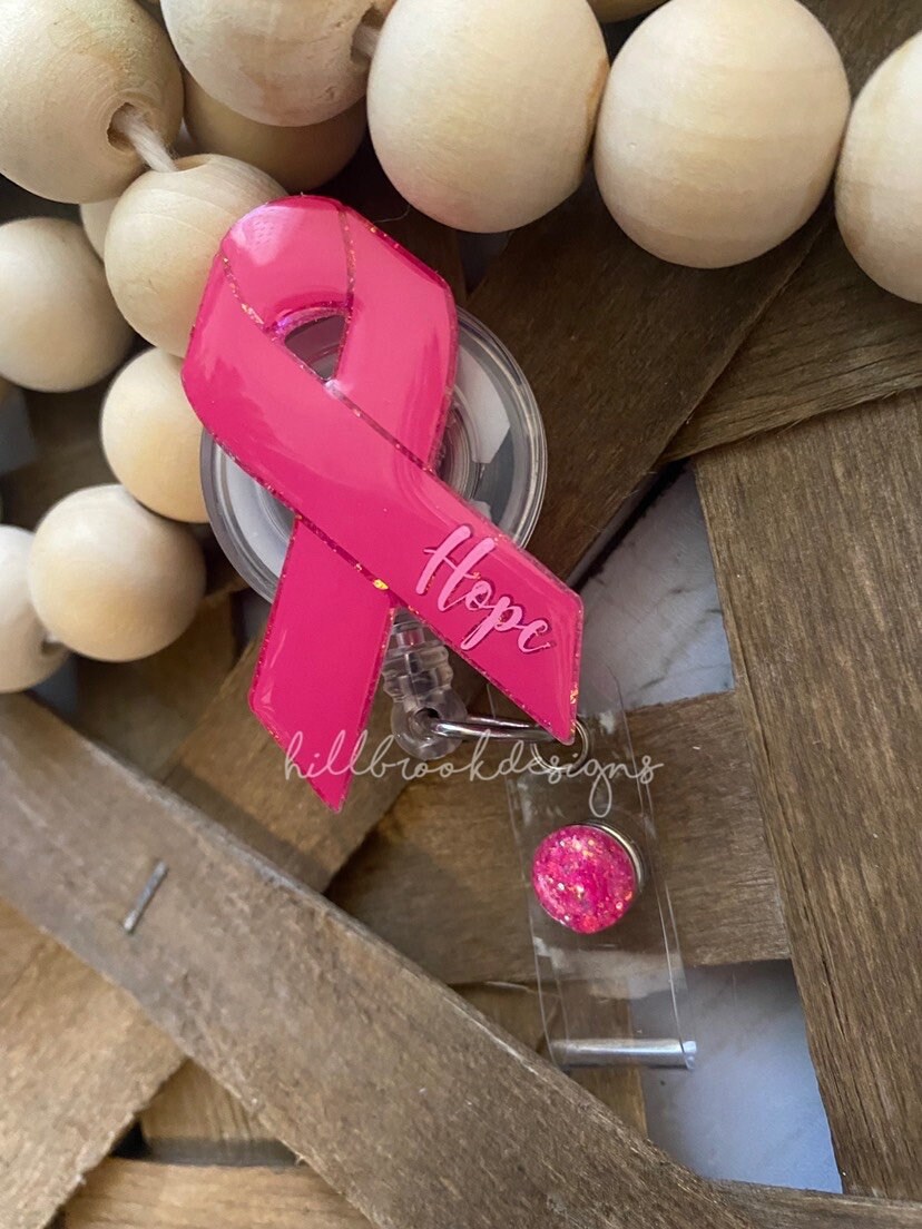 Breast Cancer Awareness Ribbon Badge Reel Mammography Badge - Etsy