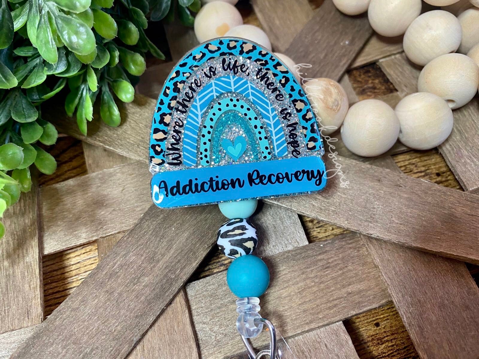 Addiction Recovery Rainbow Beaded Badge Reel Recovery Coach - Etsy