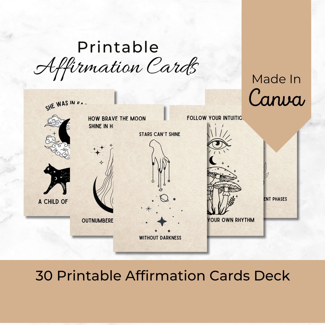 Boho Printable Affirmation Cards, Positive Daily Manifestation Cards ...