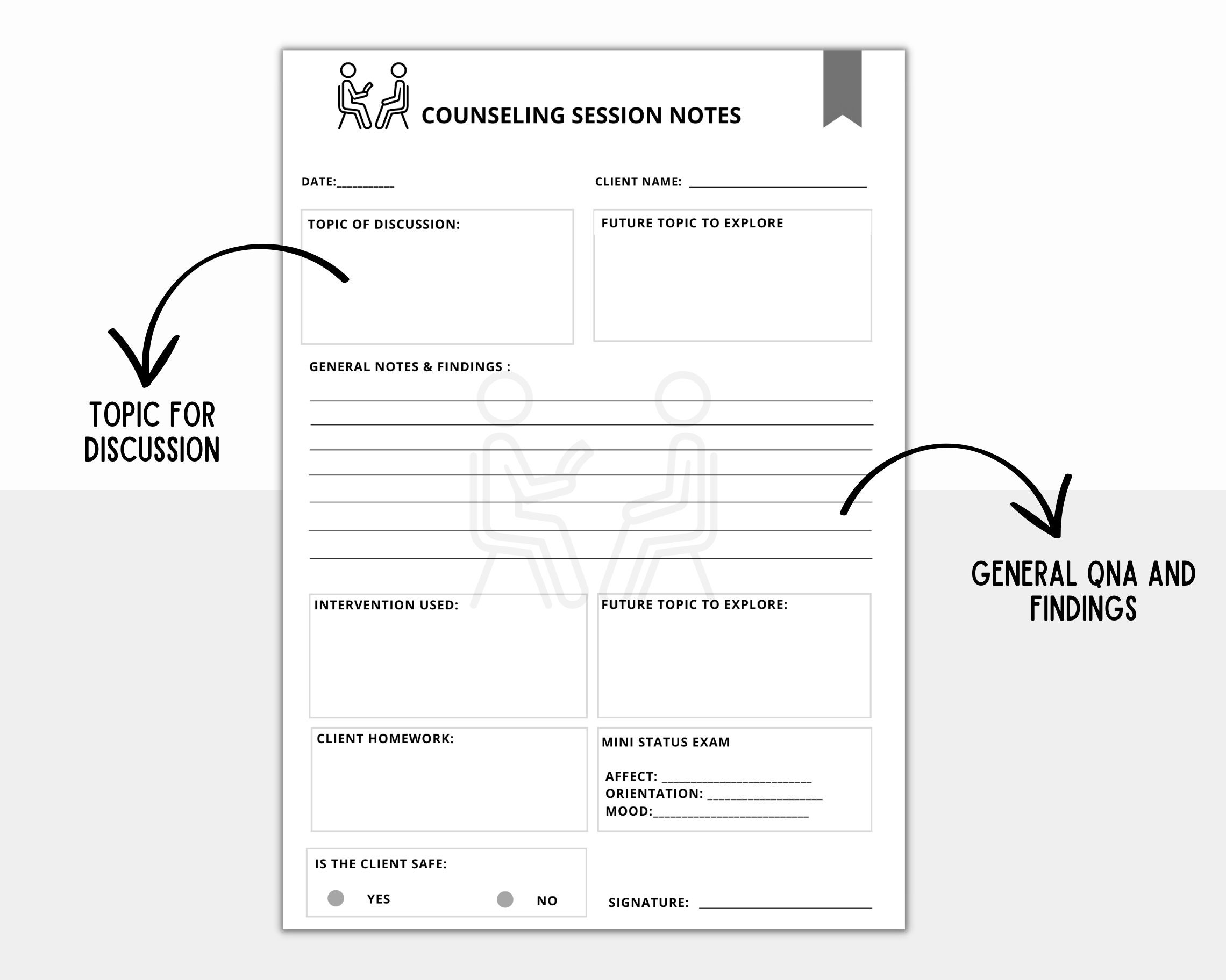 Counseling Session Form for Therapist Counseling Session Notes Client ...