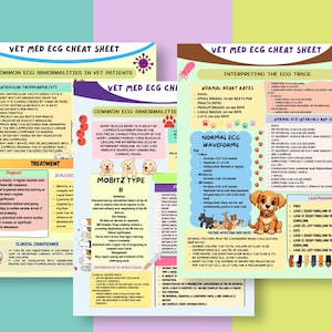 ADVANCE Vet Med ECG Cheat Sheets Bundle, Vet Nurse ECG Guide, Vet Tech ...