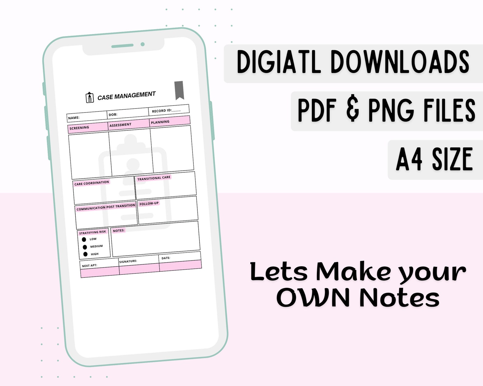 Case Management Template Progress Notes Case Manager - Etsy