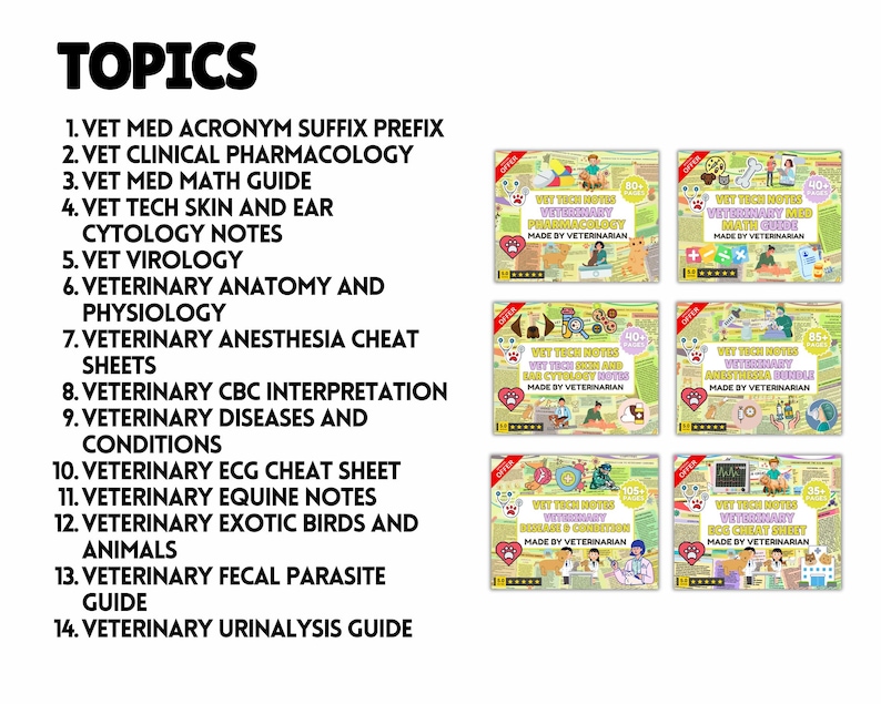 Vet Tech Study Guide Bundle: Veterinary Notes, Vet Med Student (digital ...