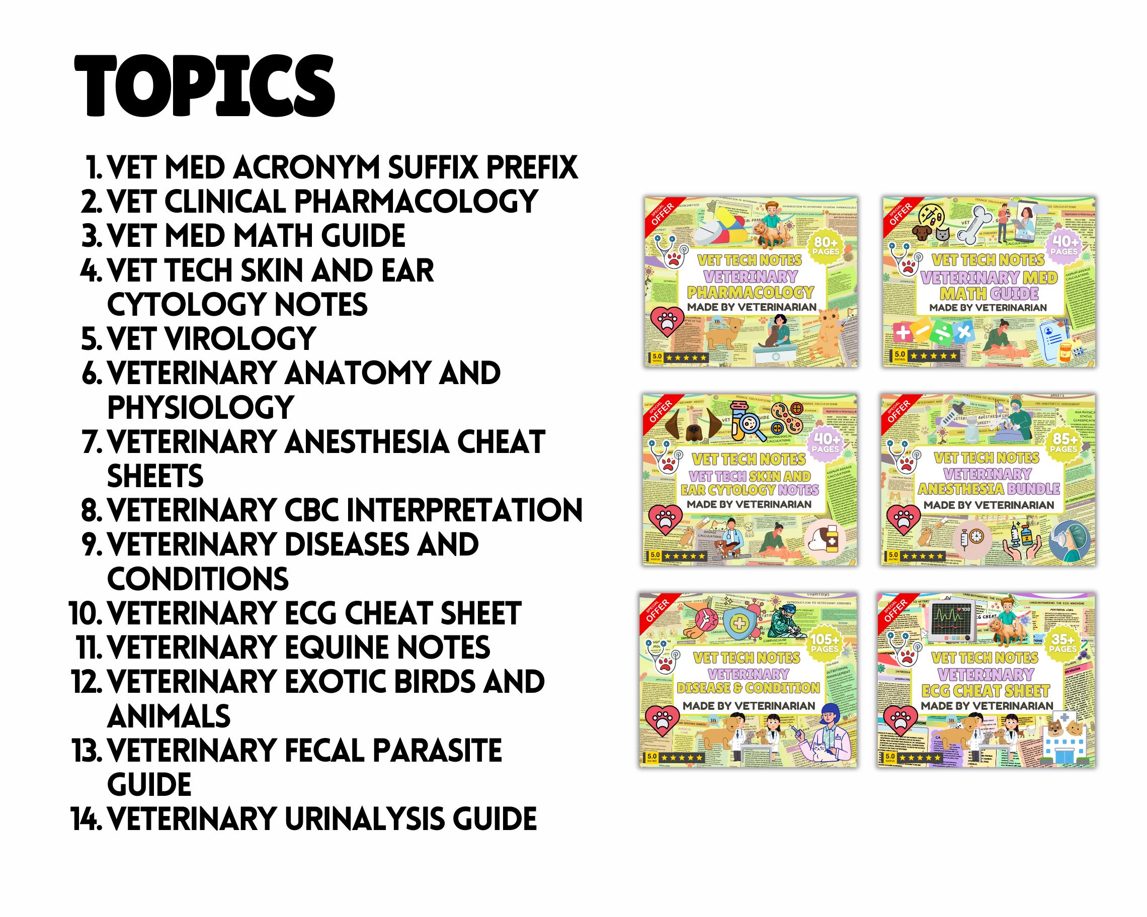 Vet Tech Study Guide Bundle: Veterinary Notes, Vet Med Student (digital ...