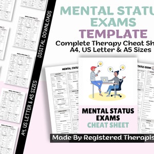 Mental Status Exams, MSE Cheat Sheet, Mental Health Form, Therapy Cheat ...