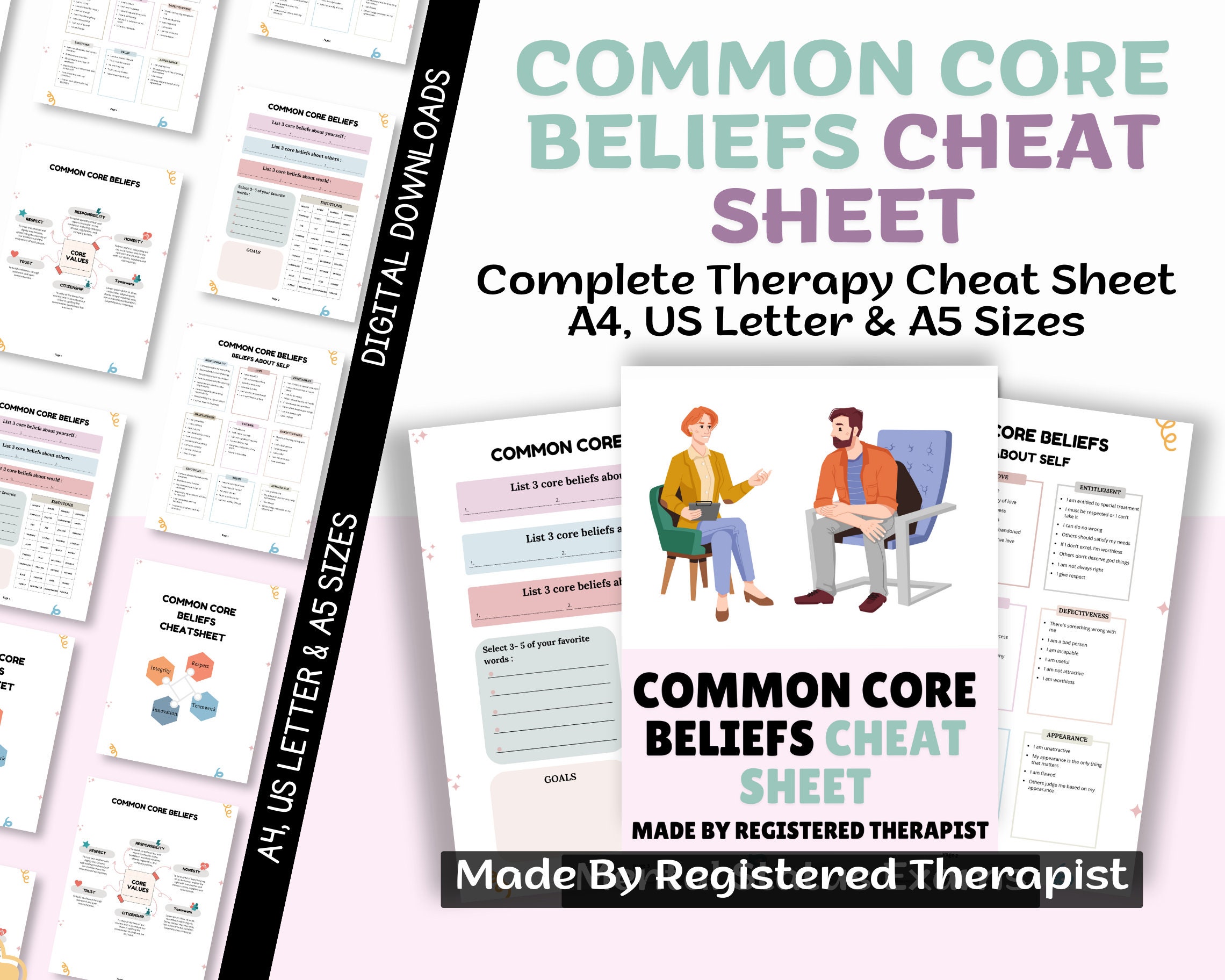 Common Core Beliefs Cheat Sheet, Cbt Worksheets, Core Belief Mental ... Common Core Beliefs Cheat Sheet, Cbt Worksheets, Core Belief Mental ...