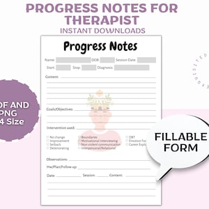 Progress Notes for Therapist Progress Notes Template Fillable Editable ...
