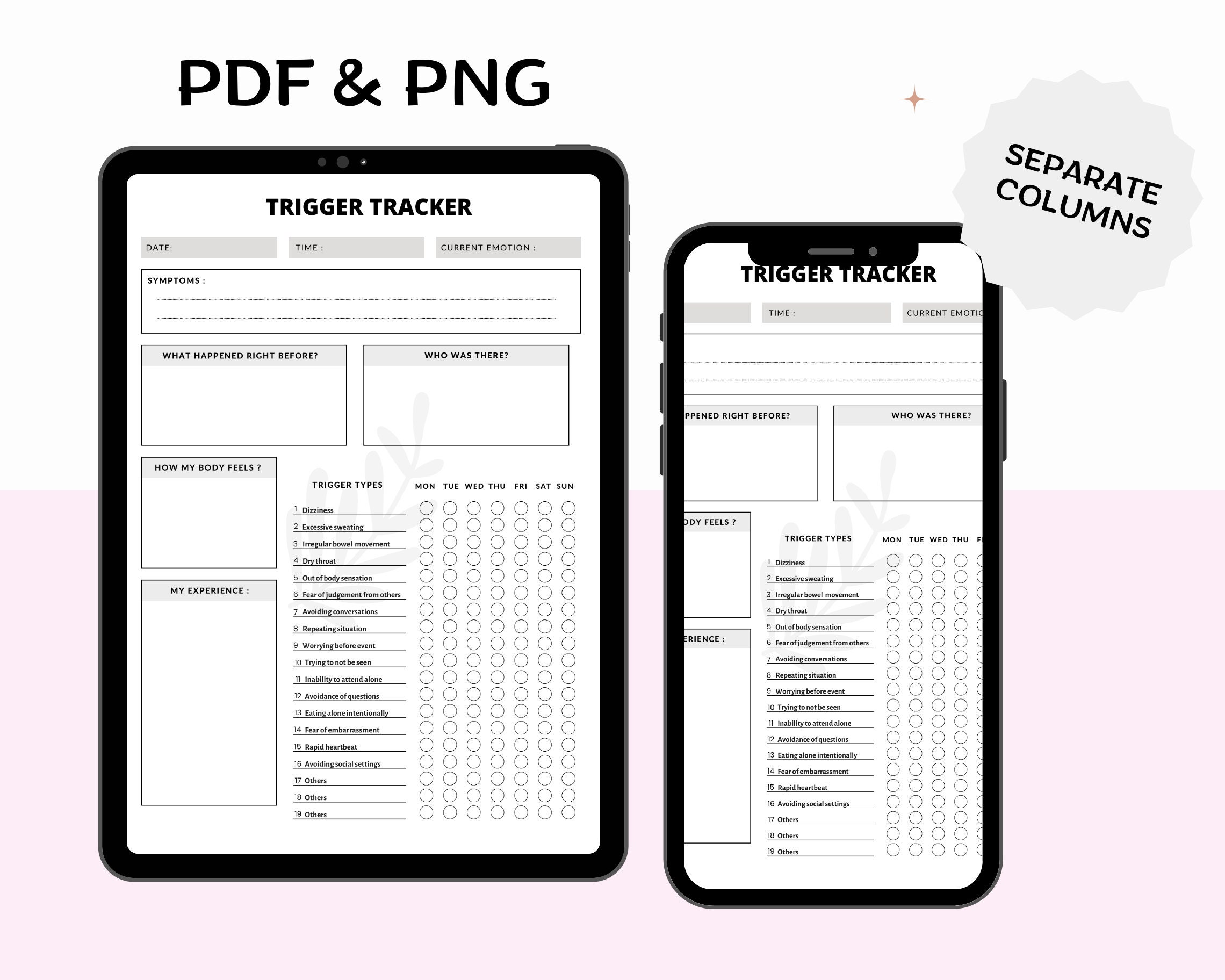 Trigger Tracker Template Instant Downloads, Track Responses to Triggers ...