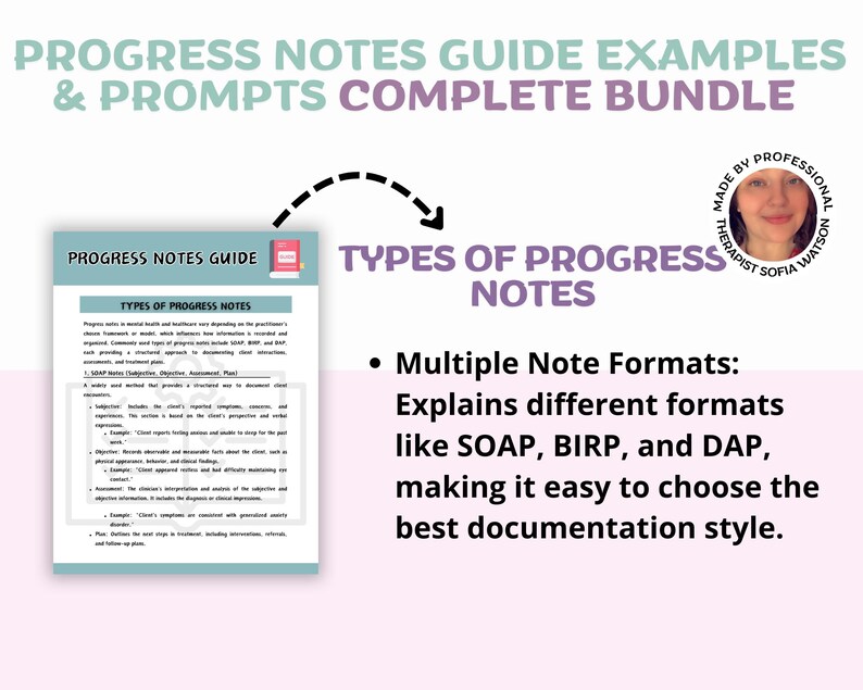 Therapist Progress Notes Guide: Examples & Prompts (PDF) - Etsy