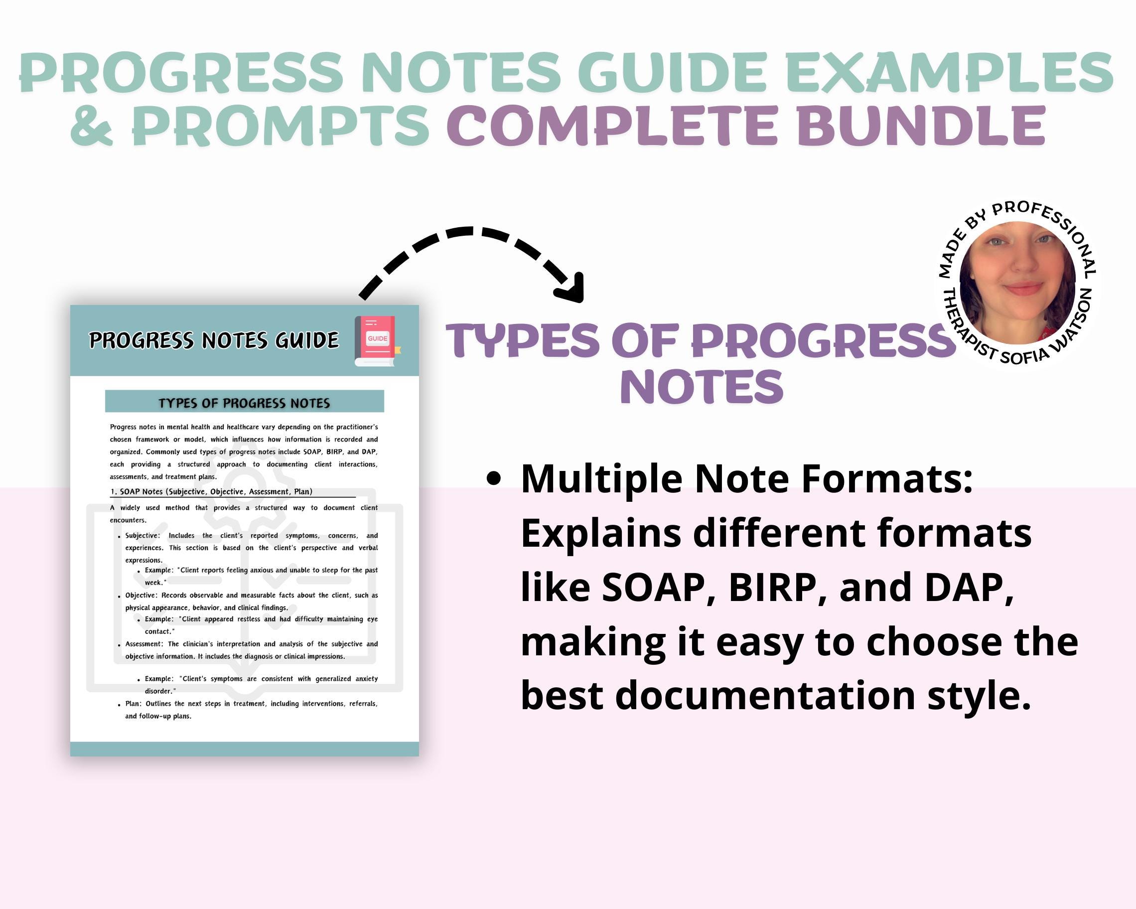 Progress Notes Guide Examples & Prompts, Progress Note Writing Cheat ...