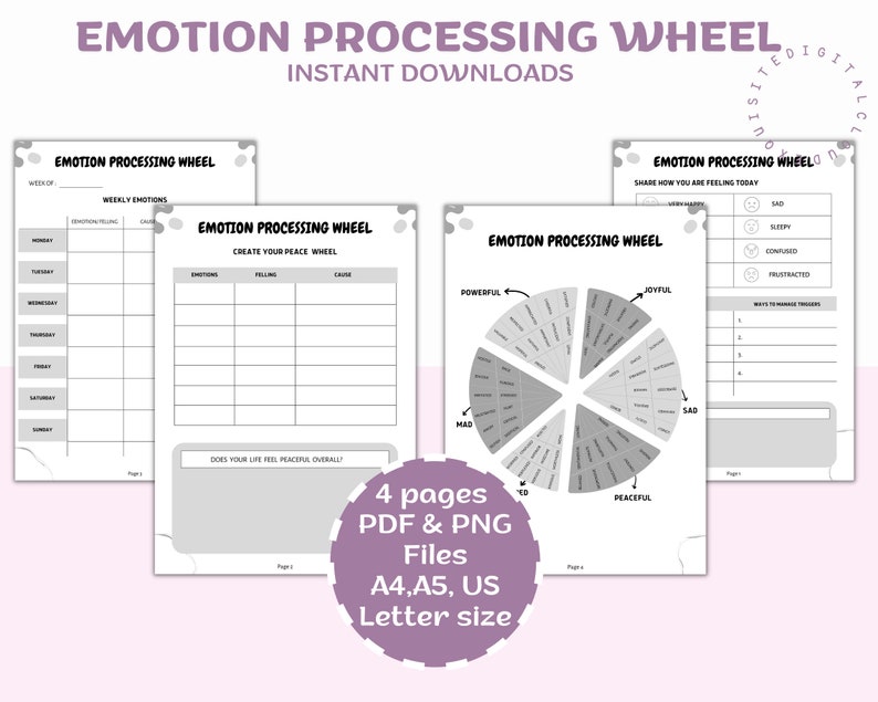 Emotion Processing Worksheet Feeling Wheel Emotion Wheel List Therapy ...