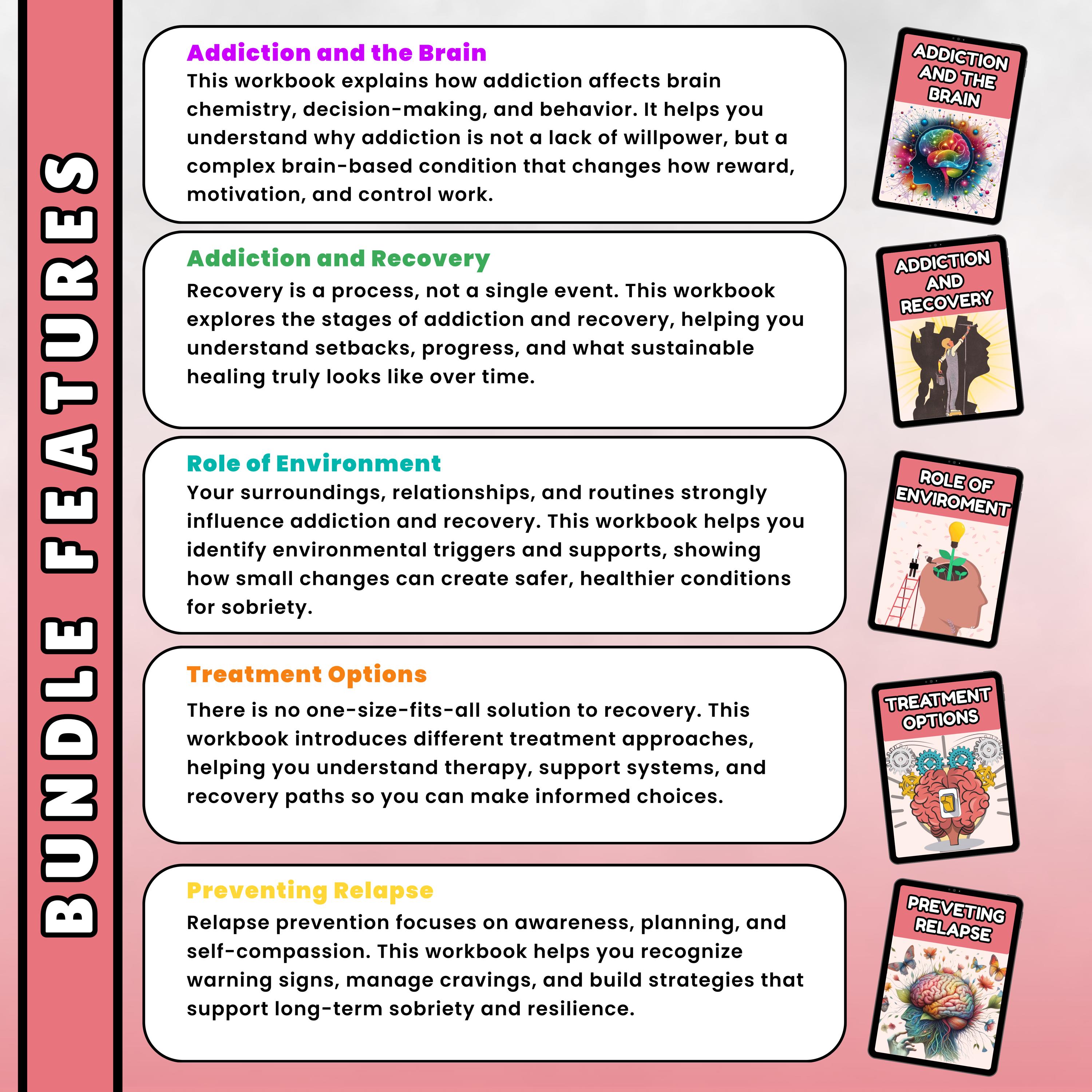Addiction and Sobriety Mega Bundle Workbook, 718+ Pages, 50+ Topics ...