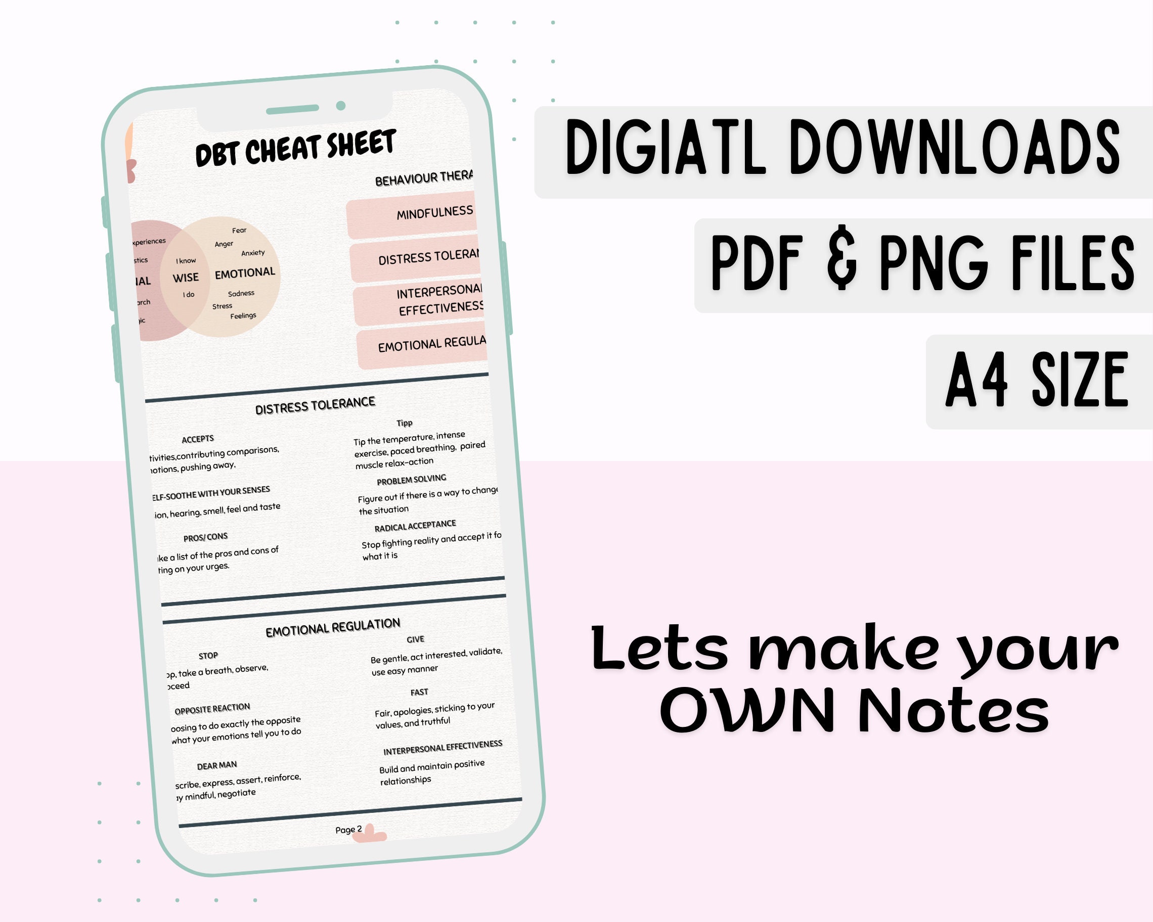 DBT Cheat Sheet, DBT Skills, BPD, Dbt Bundle, Dbt Flashcards, Coping ...