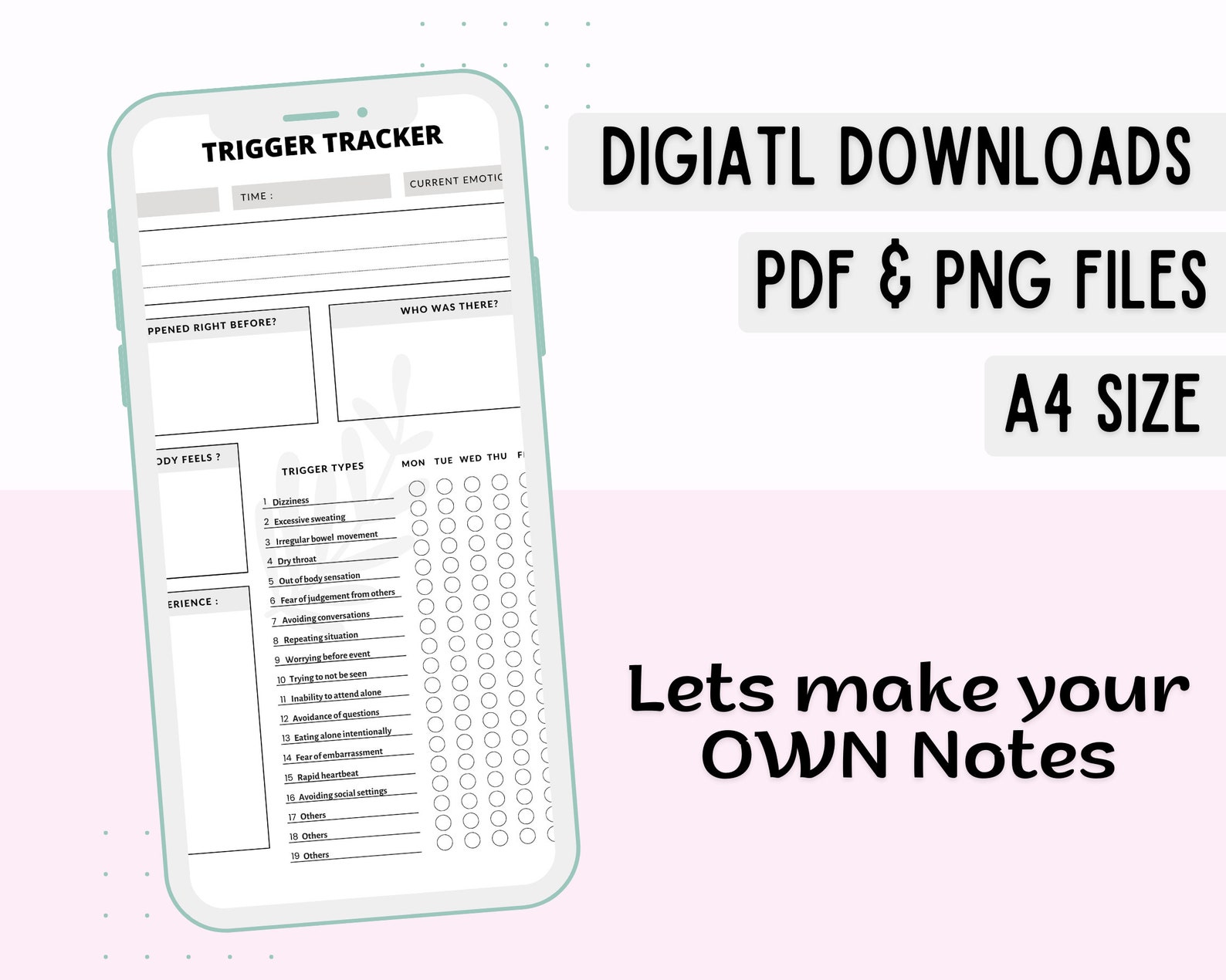 Trigger Tracker Template Instant Downloads, Track Responses to Triggers ...