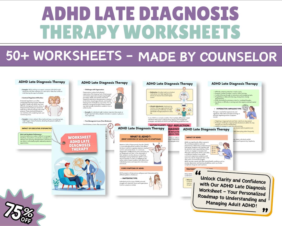 ADHD Late Diagnosis Therapy Worksheets, Adhd Planner Adult, Overcome ...