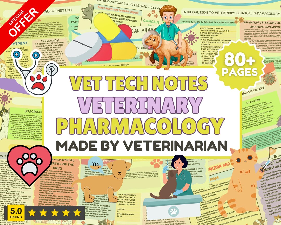 Veterinary Pharmacology Bundle, Vet Tech Notes, Antibiotics,gi, Cardio ...
