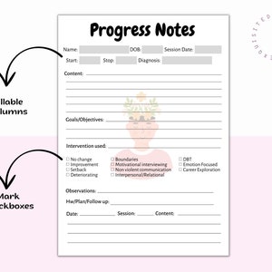 Progress Notes for Therapist Progress Notes Template Fillable Editable ...