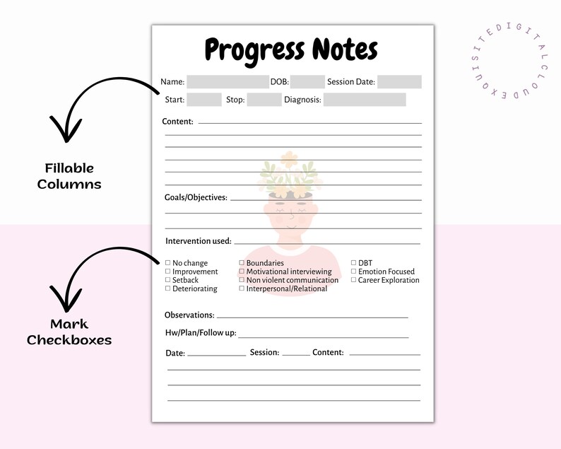 Progress Notes for Therapist Progress Notes Template Fillable Editable ...