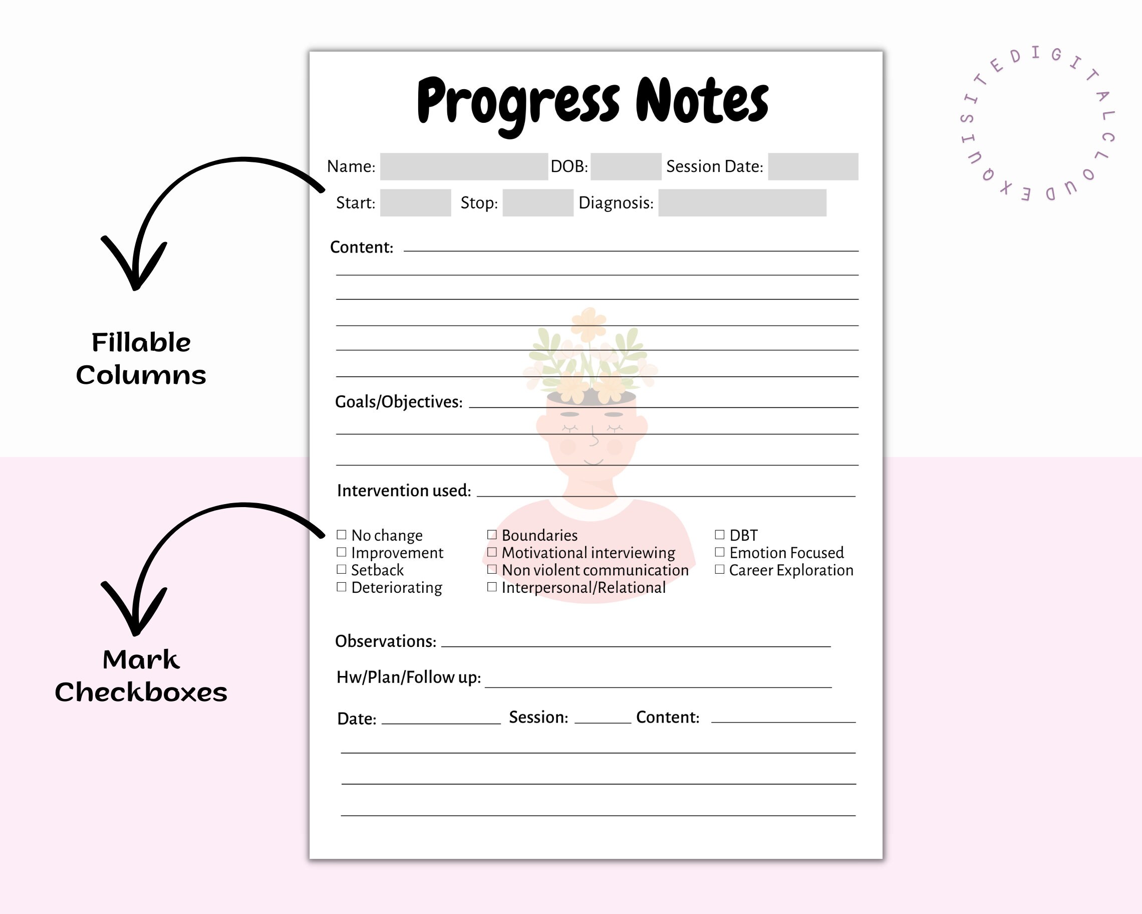 Progress Notes for Therapist Progress Notes Template Fillable Editable ...
