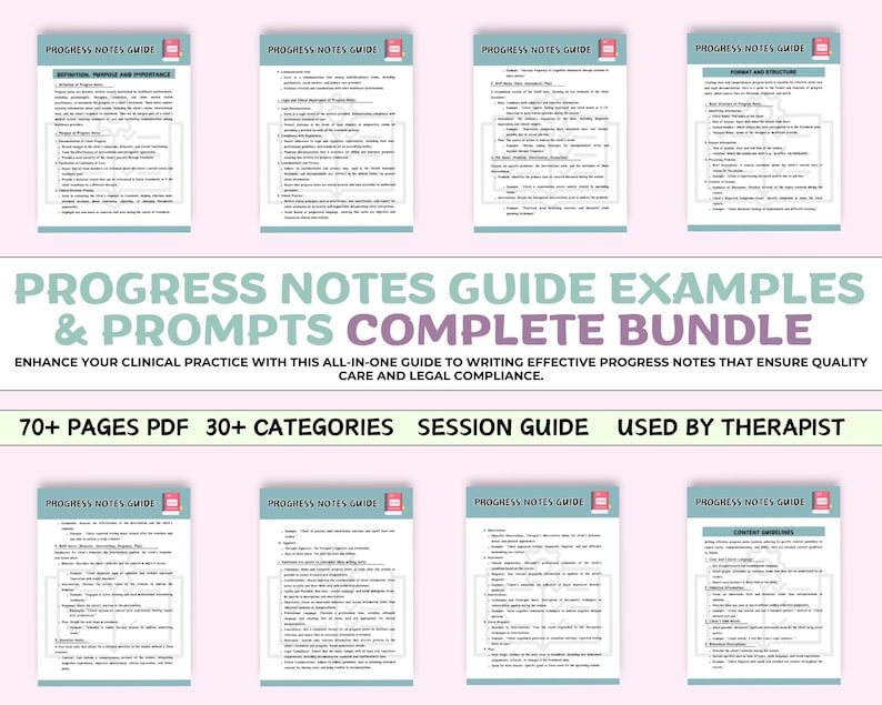 Therapist Progress Notes Guide: Examples & Prompts (PDF) - Etsy