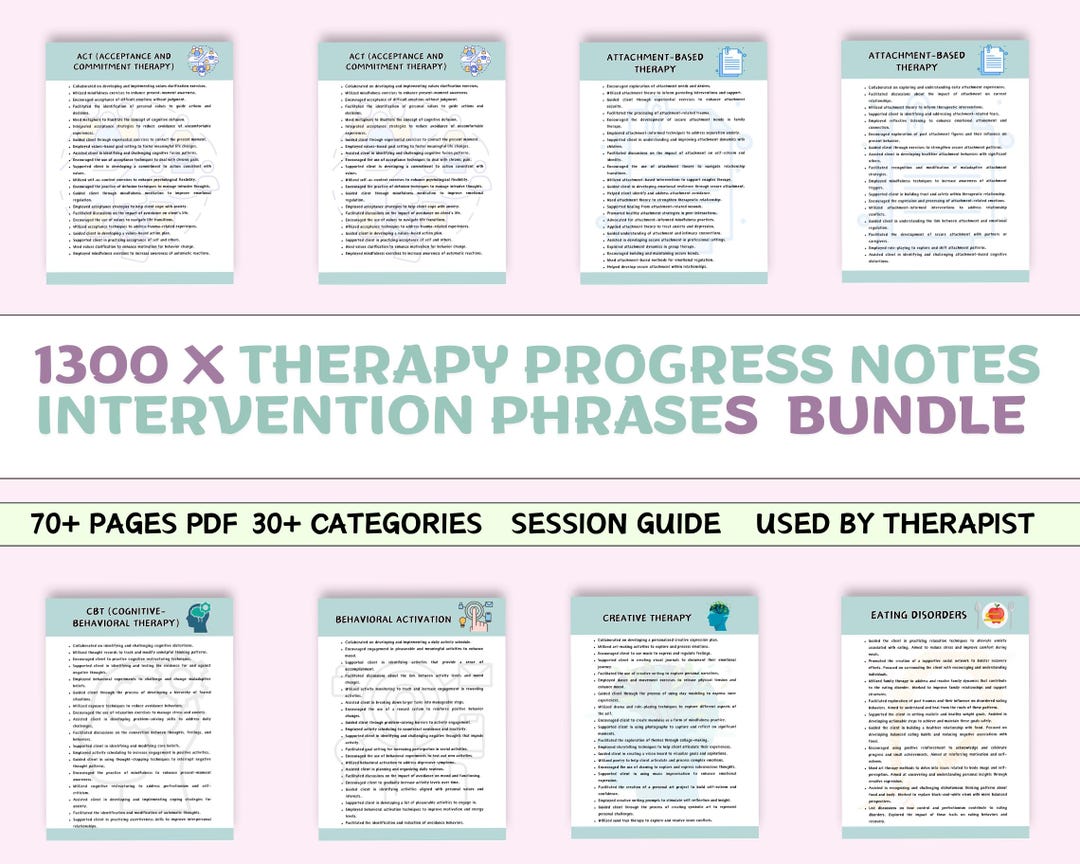 Therapy Progress Notes Intervention Phrases -+1200 Interventions With ...