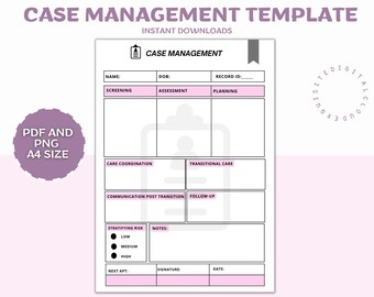 Case Managment pink, Printable Form, Client Documentation, Case Manager ...