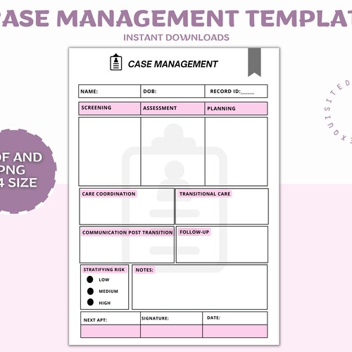 Case Management Template Progress Notes Case Manager - Etsy