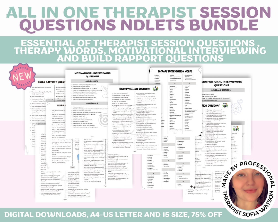 Therapy Session Questions Bundle, Therapy Clinical Tools, Therapy ...