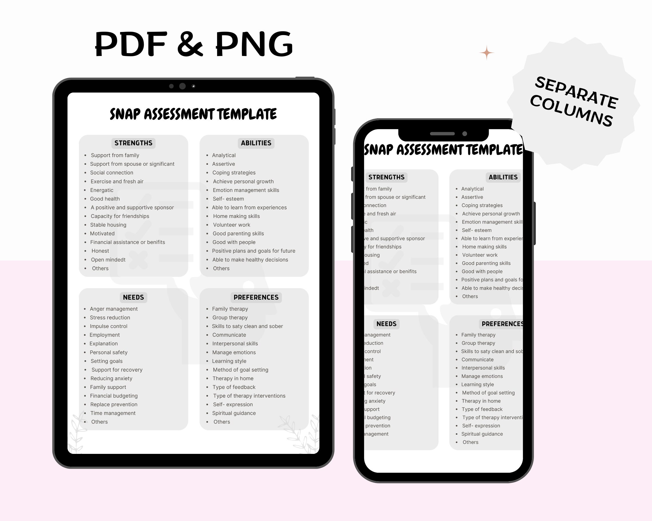 SNAP Assessment Strengths, Needs, Abilities, Preferences Assessment ...