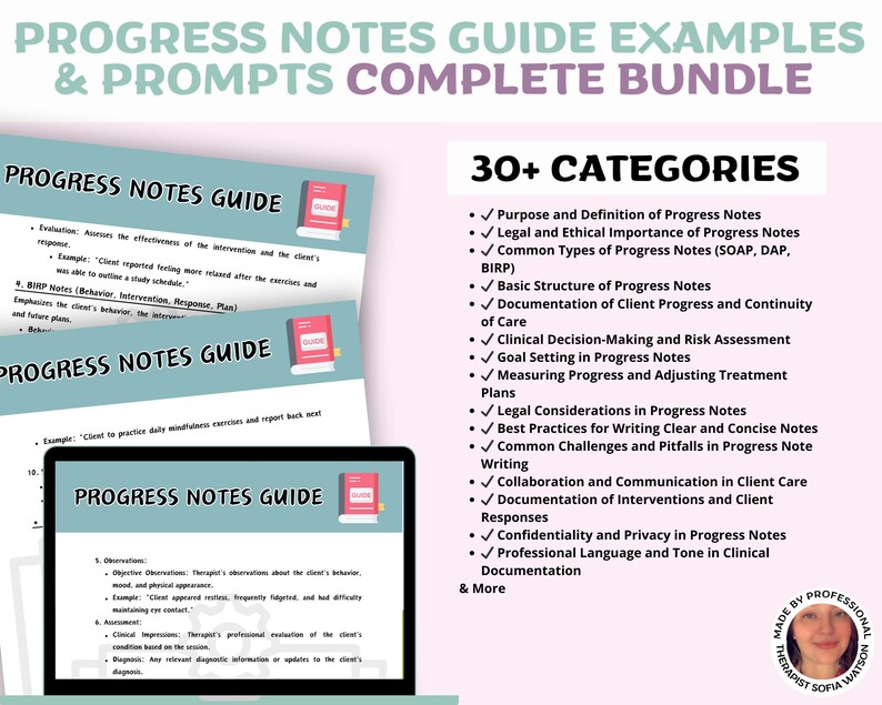 Therapist Progress Notes Guide: Examples & Prompts (PDF) - Etsy