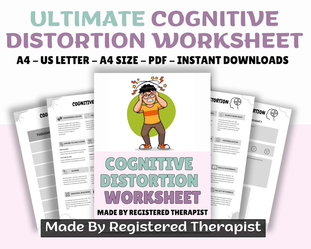 Cognitive Distortions Worksheet, Cognitive Distortions Cards, Cognitive ...