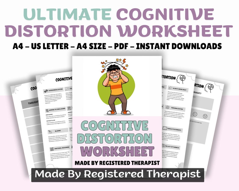 Cognitive Distortions Worksheet, Cognitive Distortions Cards, Cognitive ...