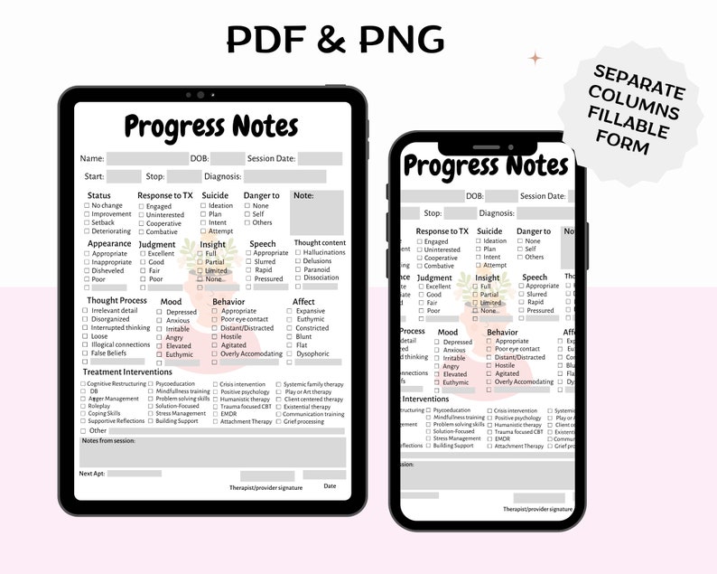 Progress Notes for Therapist Progress Notes Template - Etsy