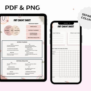 DBT Cheat Sheet, DBT Skills, BPD, Dbt Bundle, Dbt Flashcards, Coping ...