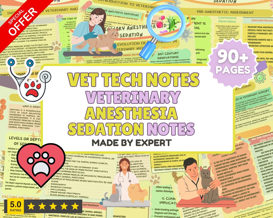 Veterinary Anesthesia Sedation Notes: Vet Tech/nurse Guide (digital ...