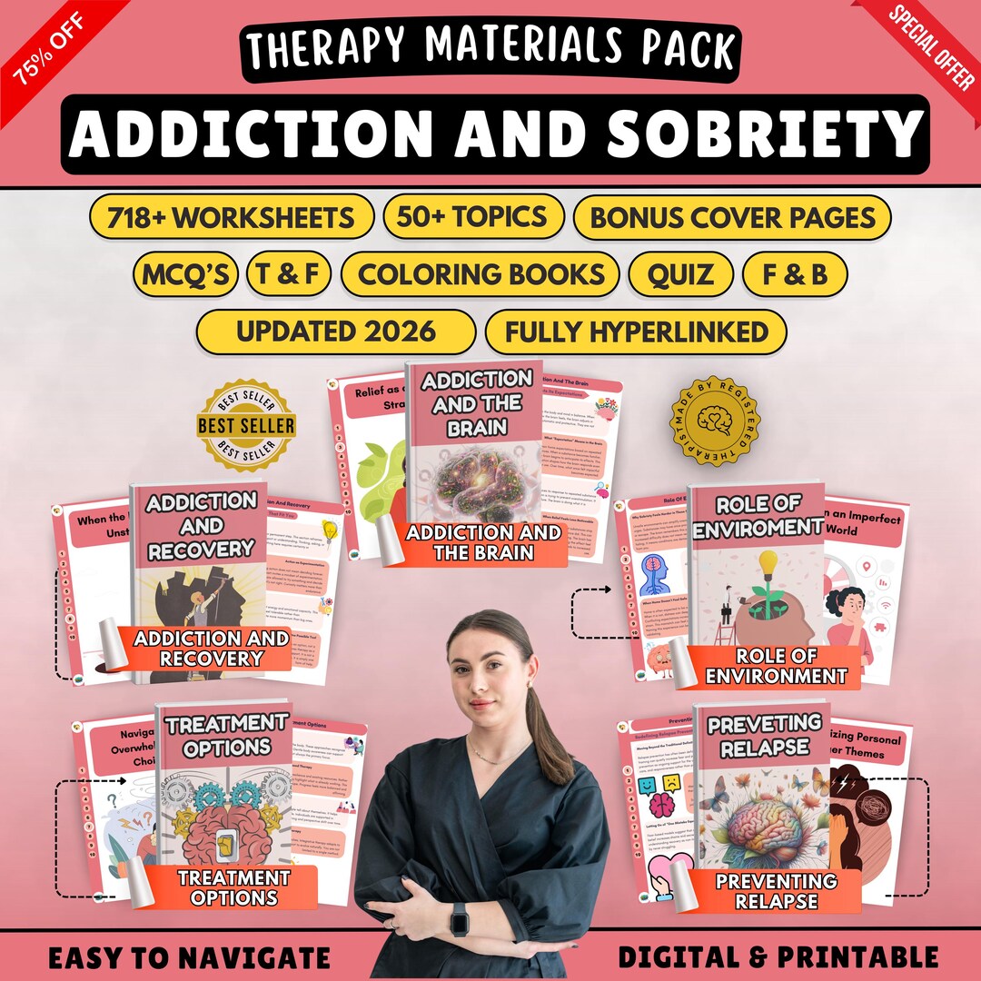 Addiction and Sobriety Mega Bundle Workbook, 718+ Pages, 50+ Topics ...