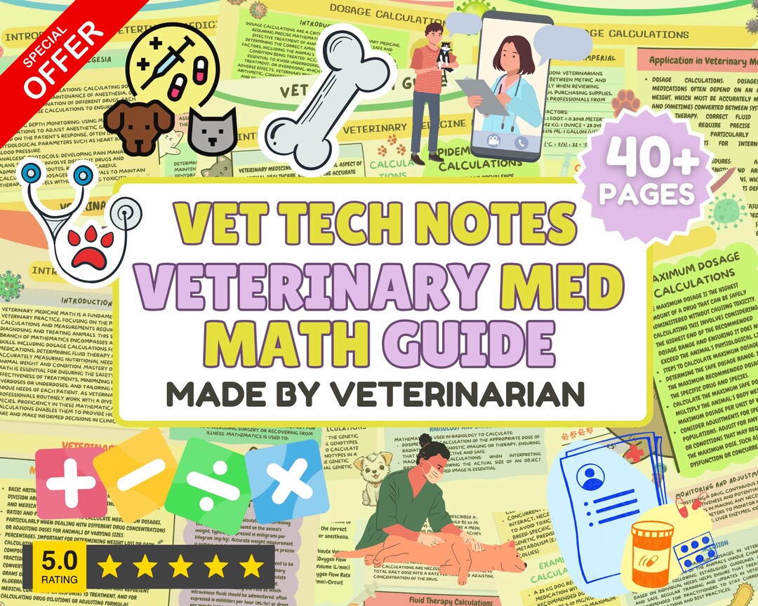 Vet Med Math Guide: Veterinary Calculations Cheat Sheets (digital ...