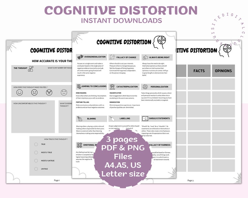 Cognitive Distortions Worksheet, Cognitive Distortions Cards, Cognitive ...
