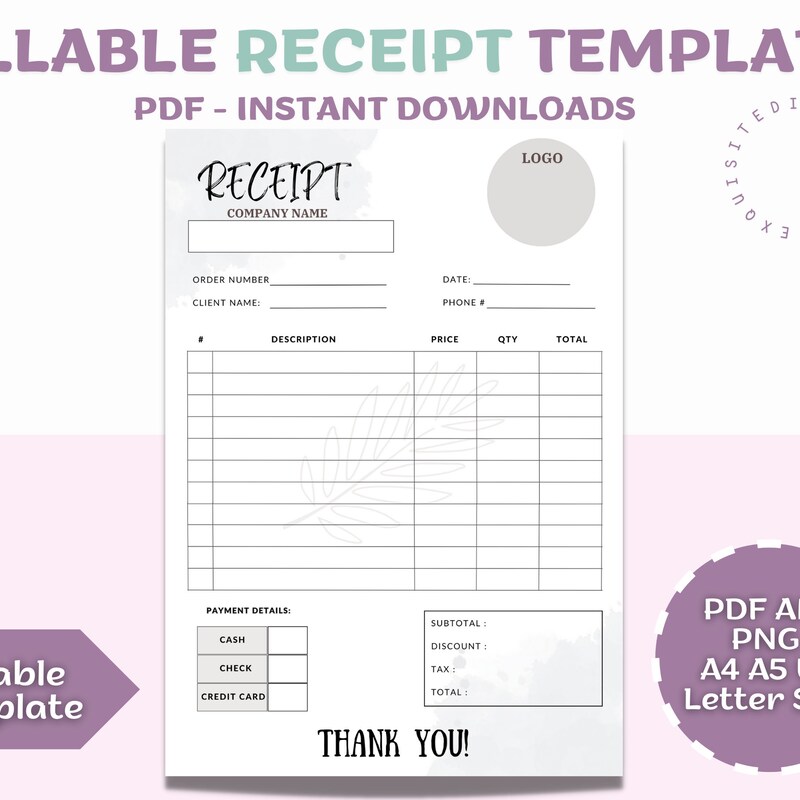 Receipt Template - Etsy