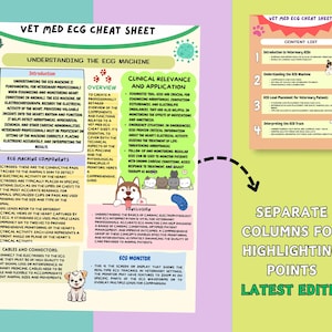 ADVANCE Vet Med ECG Cheat Sheets Bundle, Vet Nurse ECG Guide, Vet Tech ...