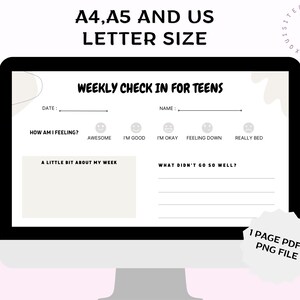 Teens Weekly Check-in Template, Teen Mental Health, School Psychologist ...