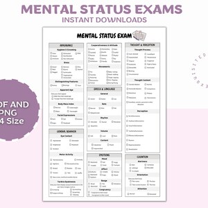 Mental Status Exam MSE Cheat Sheet Mental Health Form - Etsy UK