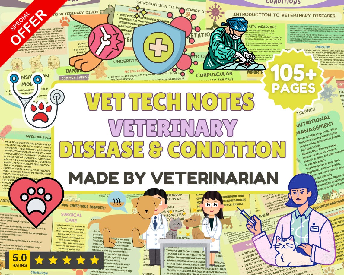 Veterinary Disease Study Guide Bundle: Vet Tech Notes (digital Download ...