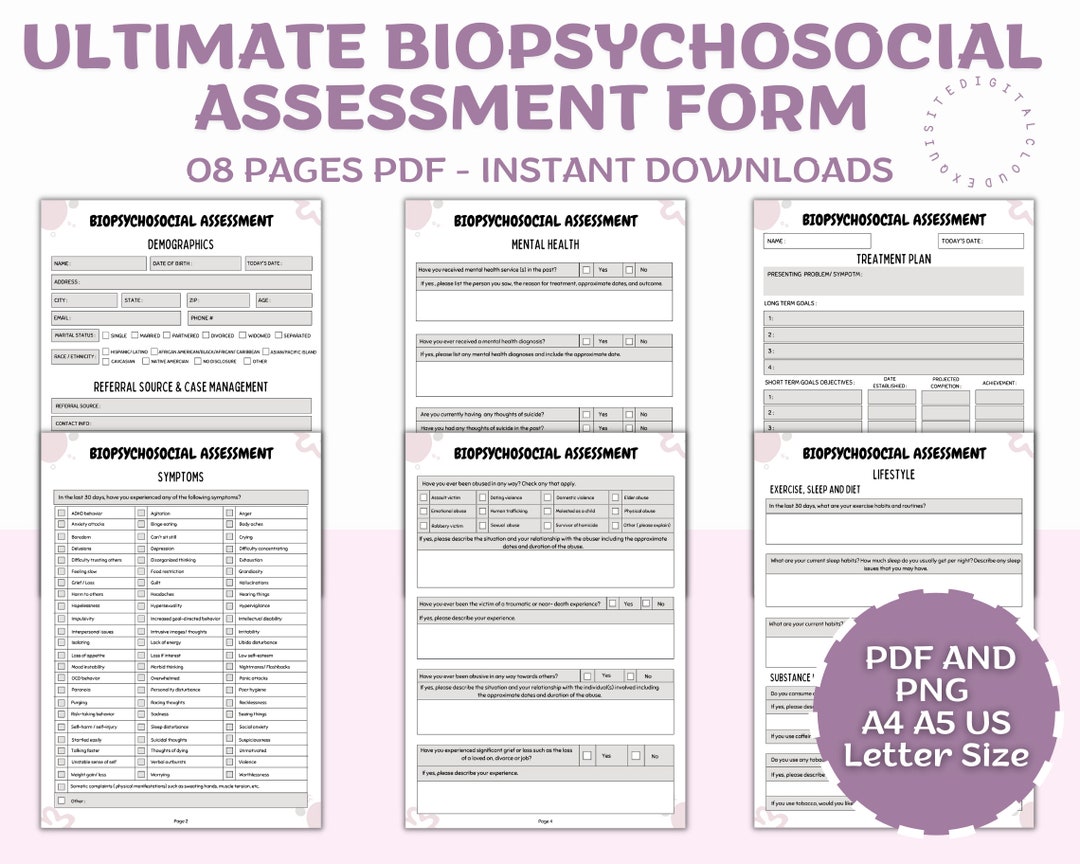 Fillable Biopsychosocial Assessment Form Therapy Intervention Therapy ...