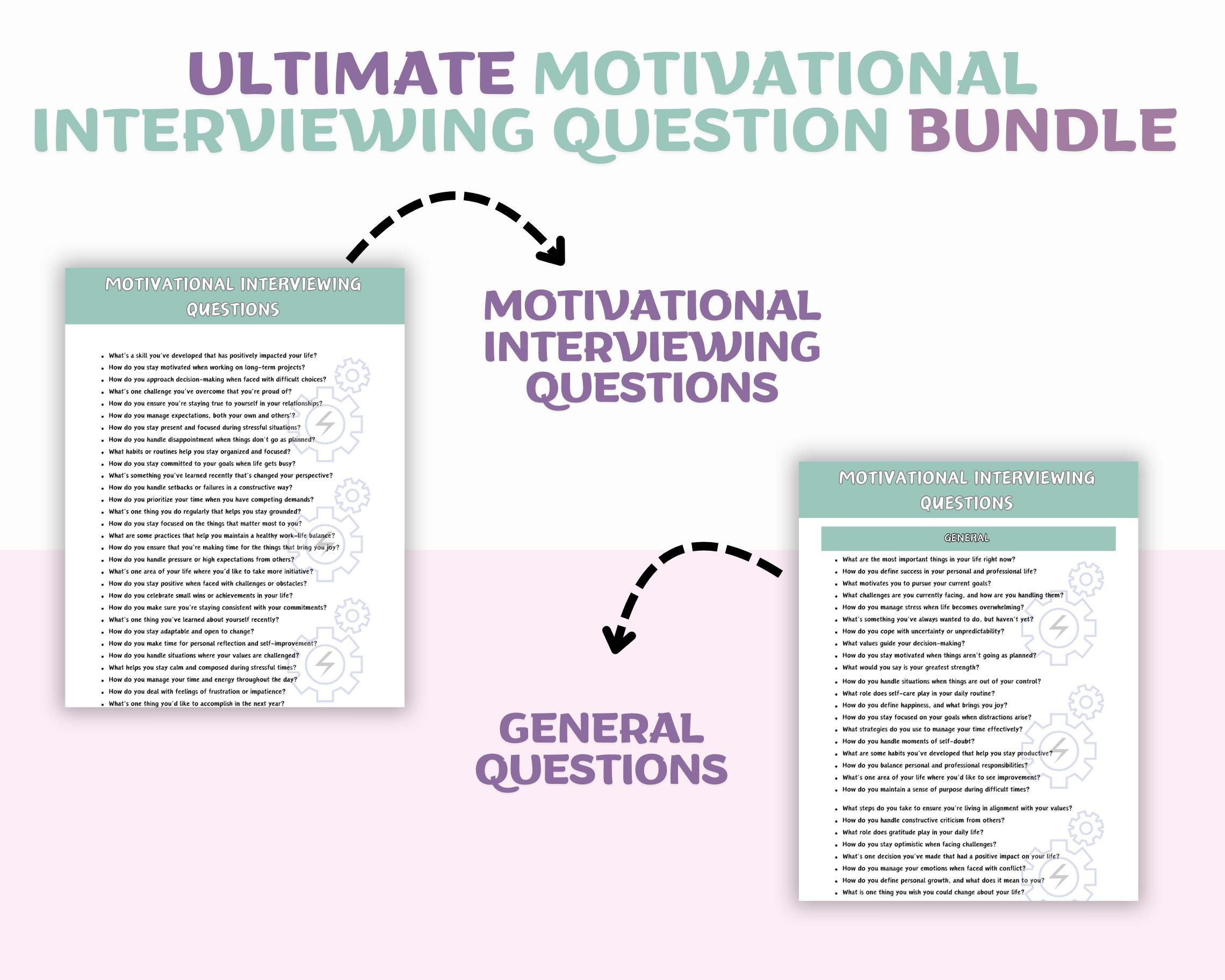 Motivational Interviewing Questions: Therapist Cheat Sheet (PDF ...