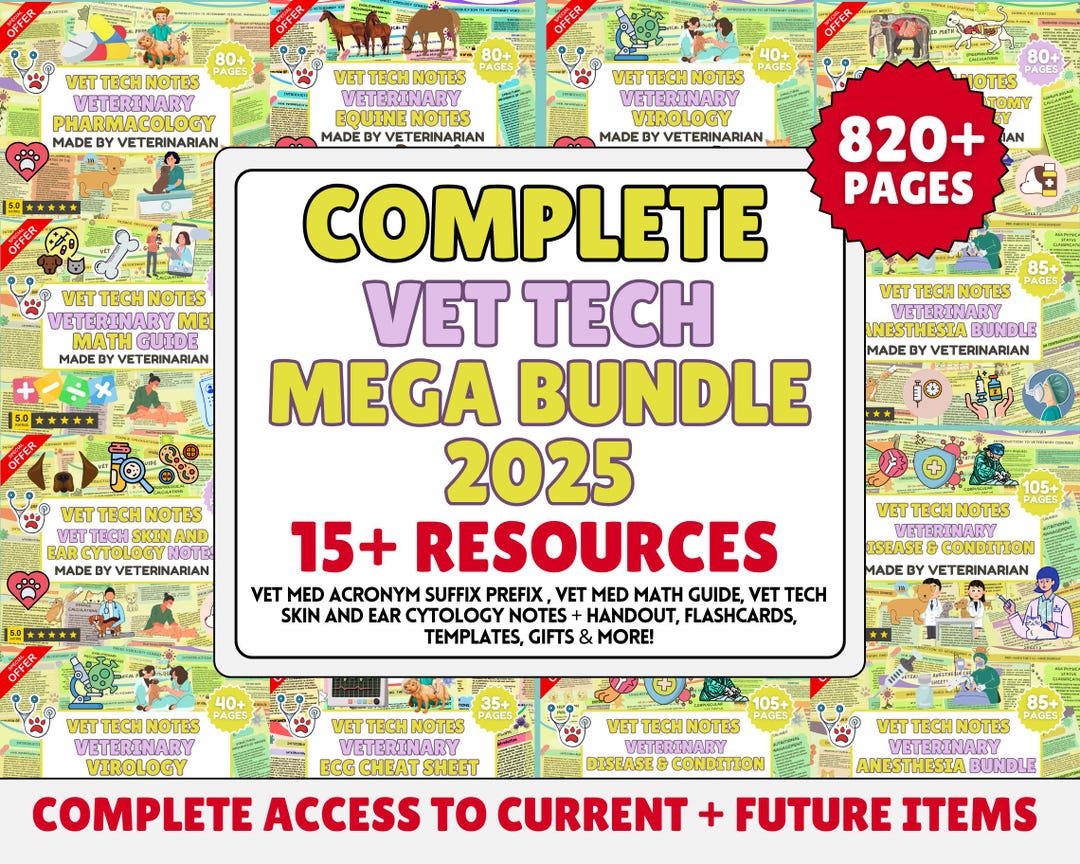 Vet Tech Study Guide Bundle: Veterinary Notes, Vet Med Student (digital ...