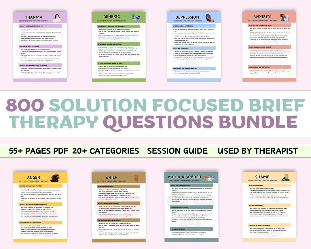 Solution Focused Therapy Questions: Counselor Cheat Sheet (PDF) - Etsy