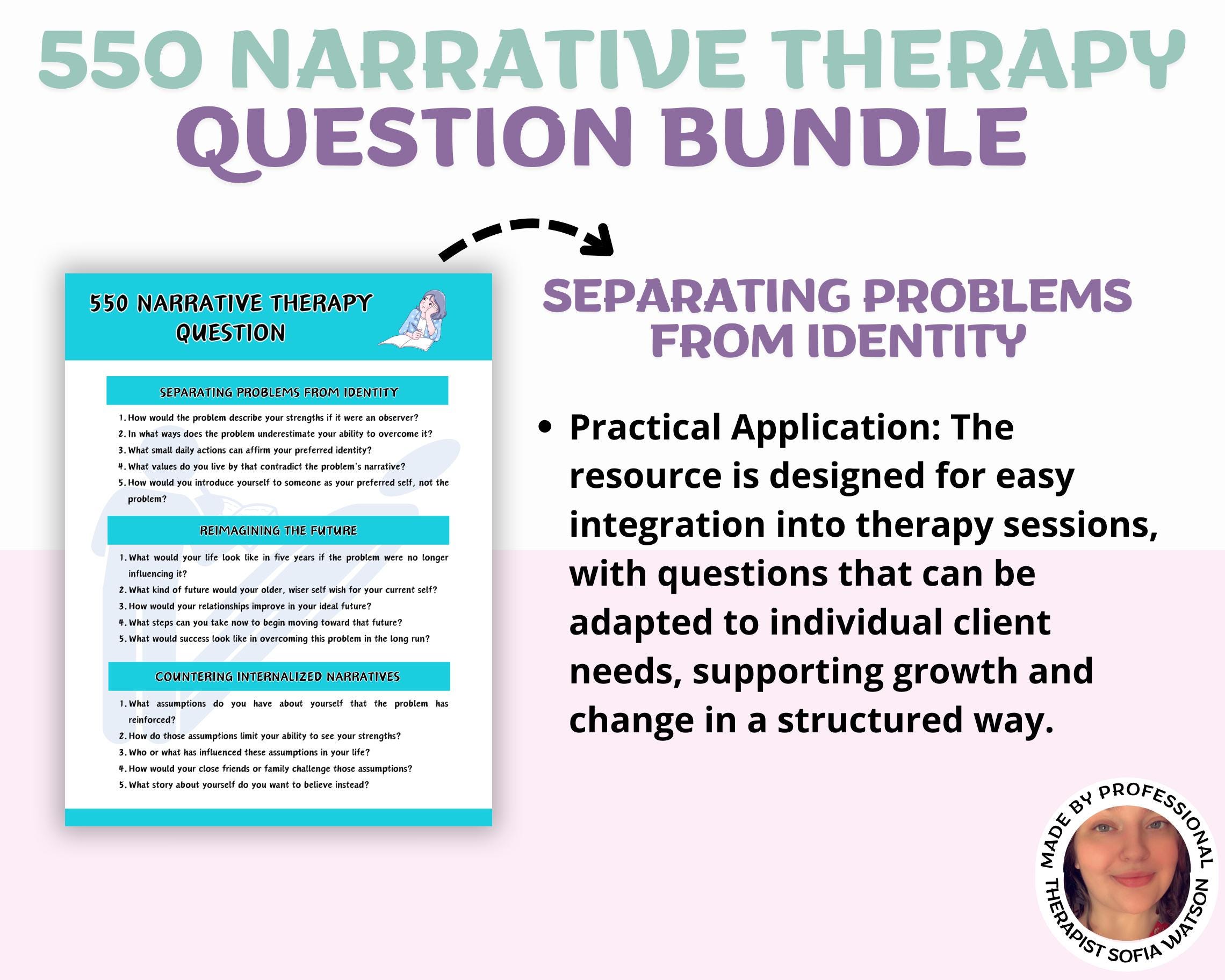 Narrative Therapy Cheat Sheets: 550 Questions, Therapist Resource (PDF ...