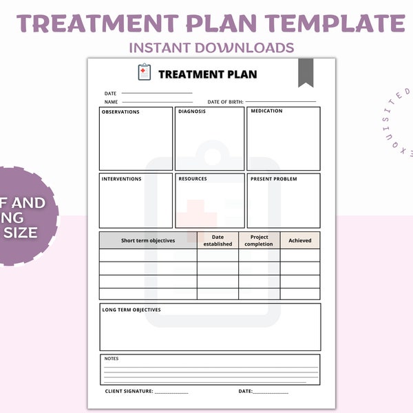 Treatment Plan Template - Etsy